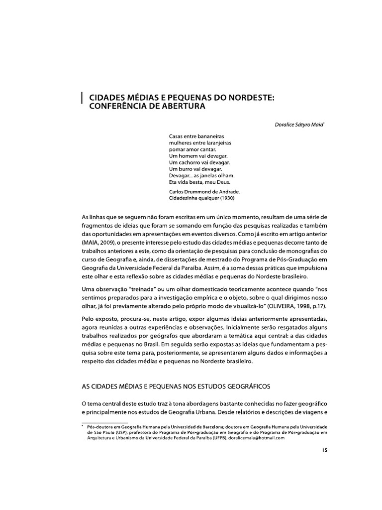 Maia D. S. 2010 Cidades Mdias e Pequenas No Nordeste | PDF