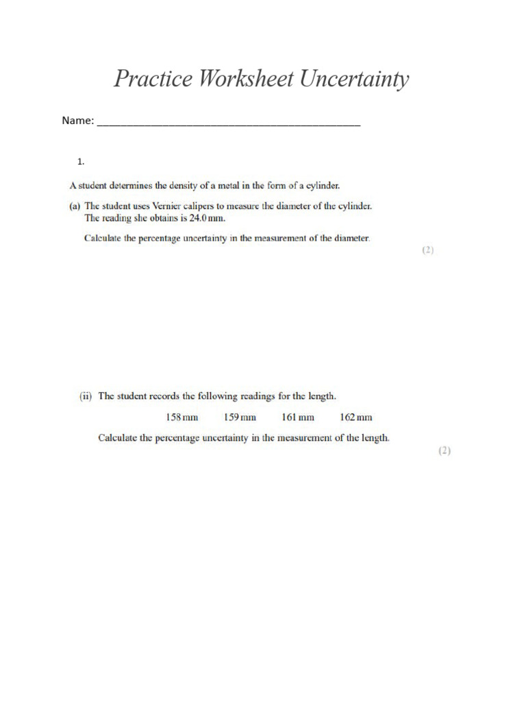 Practice Worksheet Uncertainty | PDF | Teaching Methods & Materials | Art