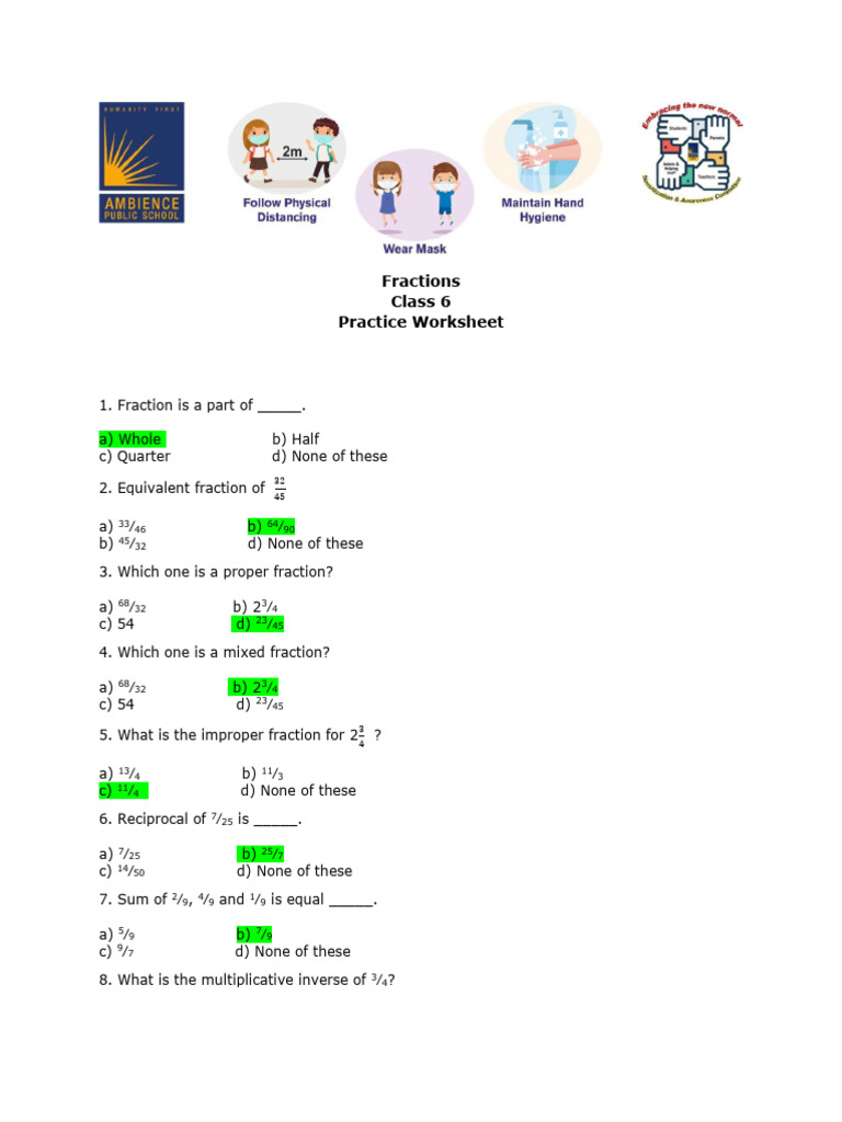 6d Arihant Kumar - Fractions Ws#1 Class 6 | PDF | Mathematical Concepts ...
