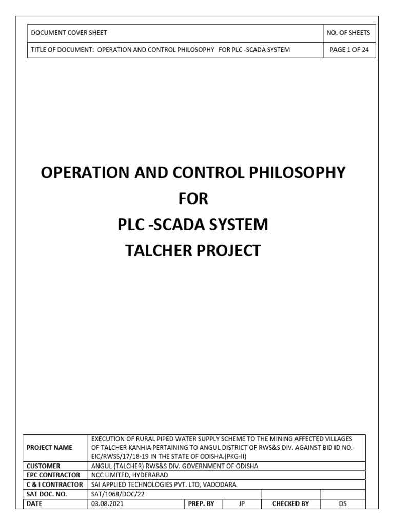 PLC-SCADA Control Philosophy for Talcher | PDF | Scada | Programmable ...