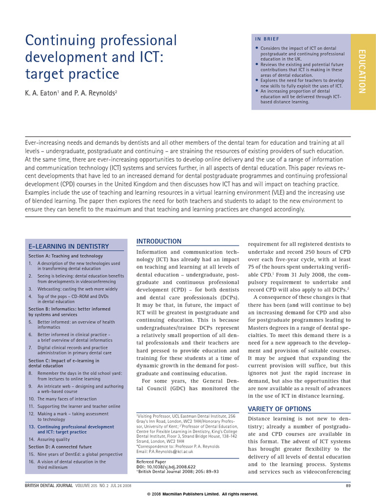 Continuing Professional Development and ICT Target | PDF | Educational ...