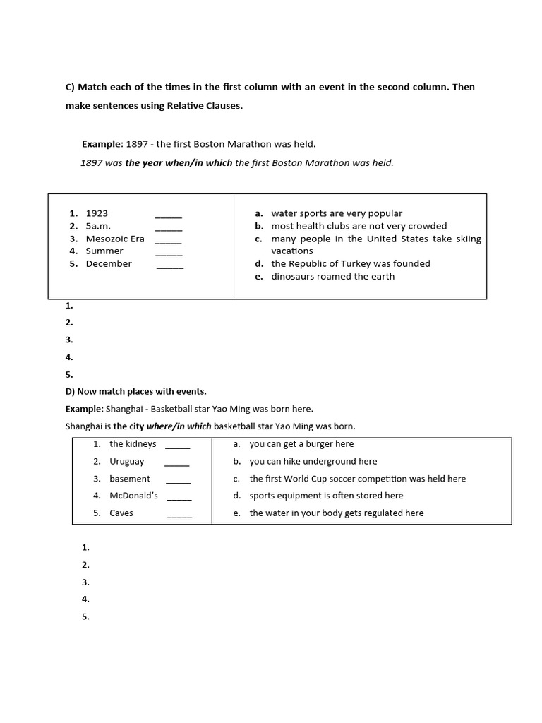 Unit 1 - Relative Clauses Homework | PDF | Weight Loss