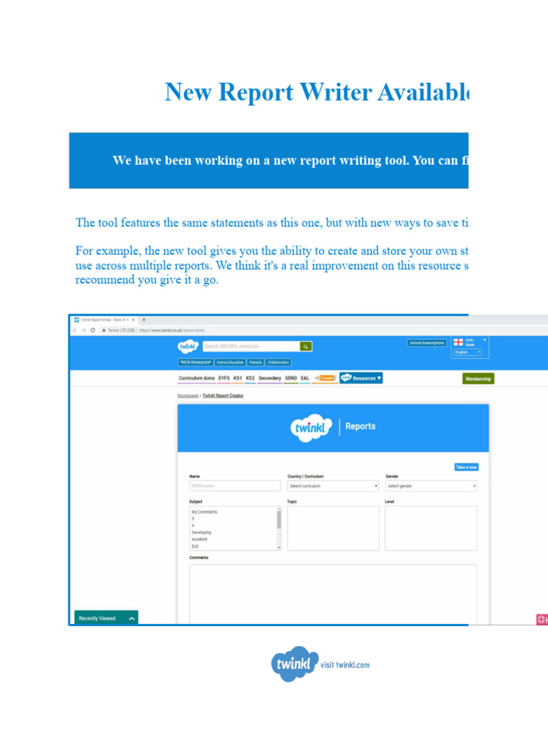 New Report Writing Tool for Educators | PDF | Preschool | Feeling