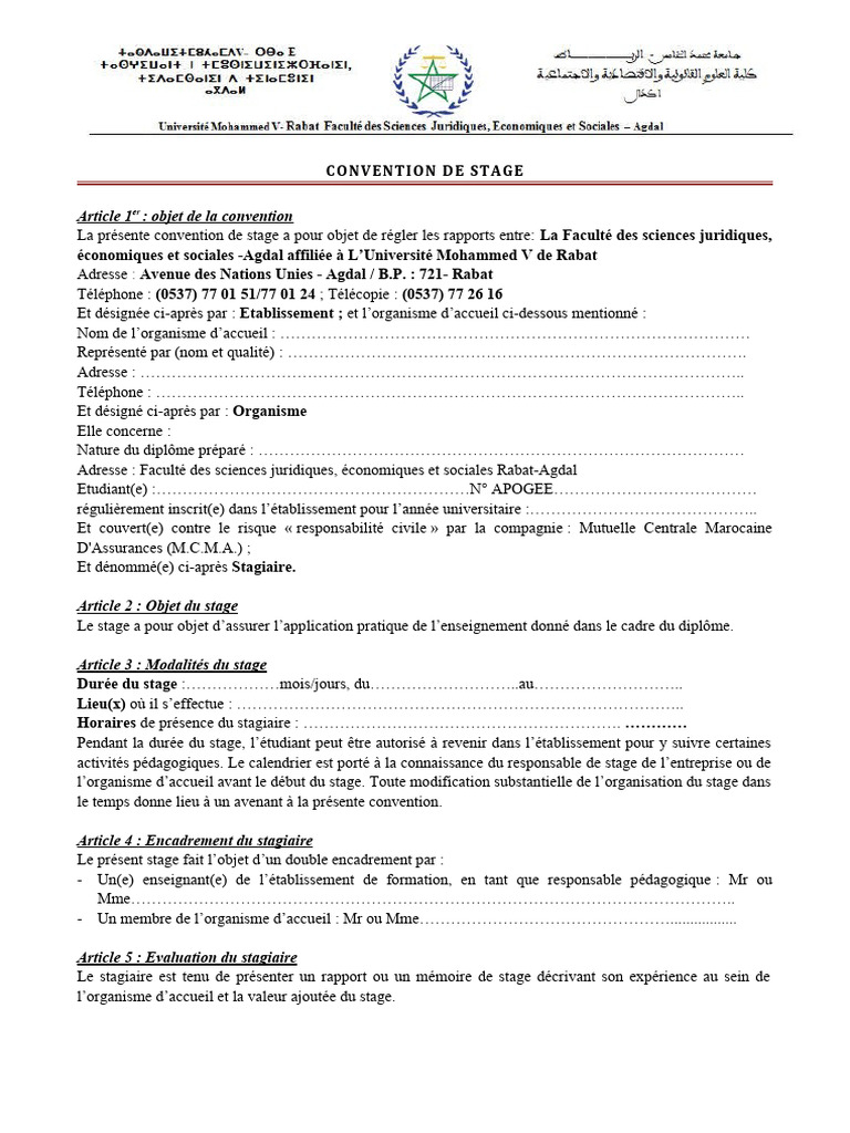Convention de Stage | PDF