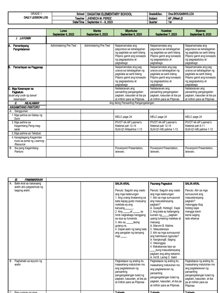 Ap1-Dll Q1 Week 2 | PDF