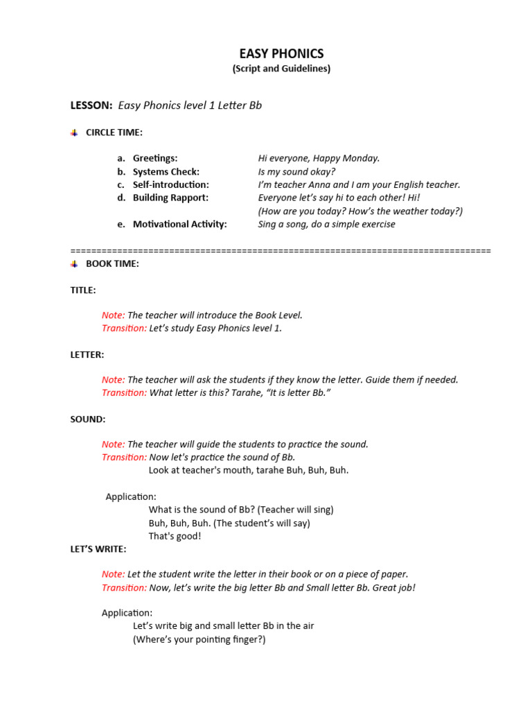 EASY PHONICS Script and Guide | PDF | Phonics | Human Communication