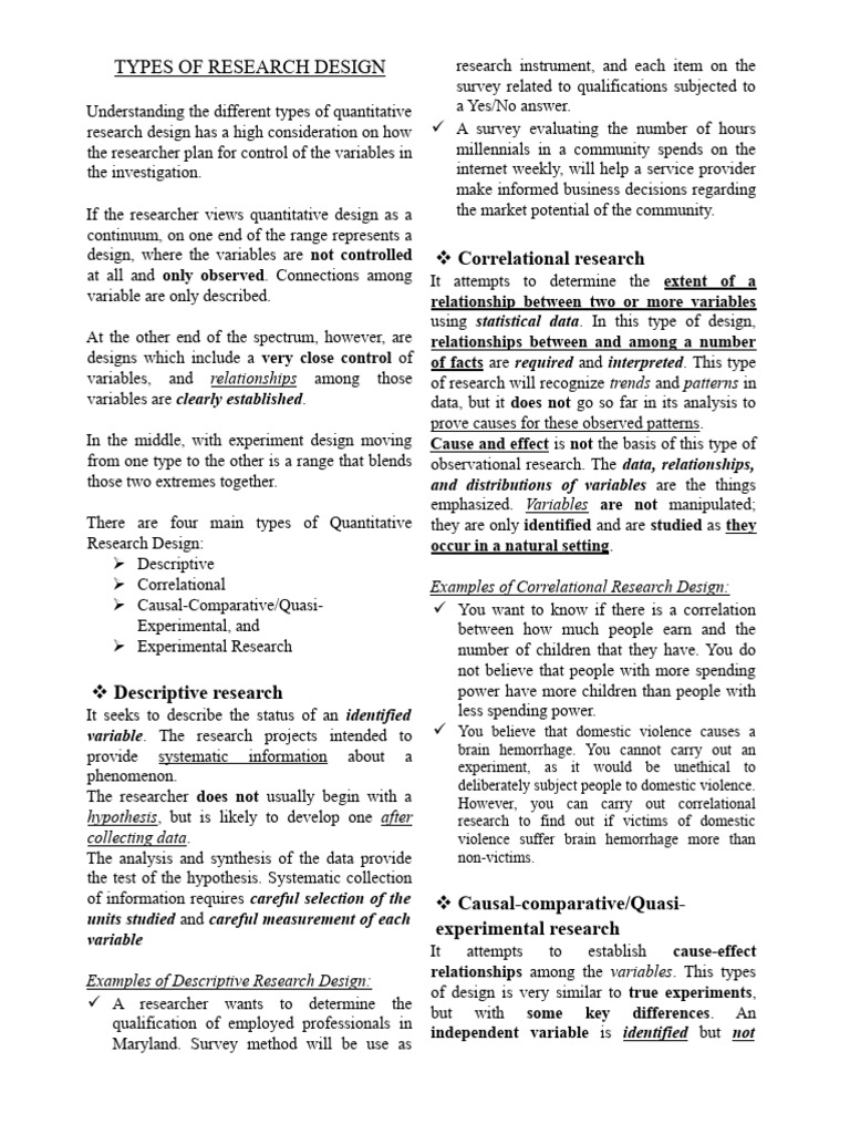 Types of Research Design | PDF | Experiment | Hypothesis