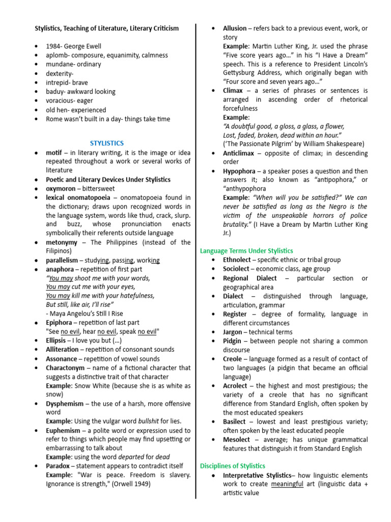 Stylistics Teaching of Literature Literary Criticism | PDF ...