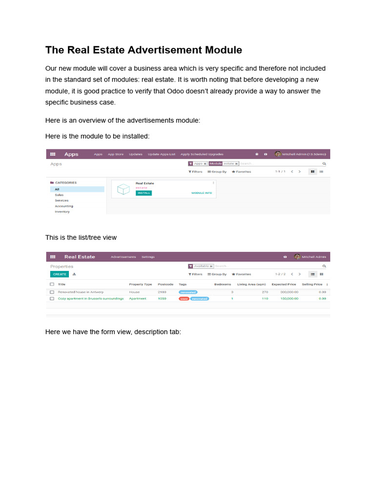 Real Estate Advertisement Module Overview | PDF