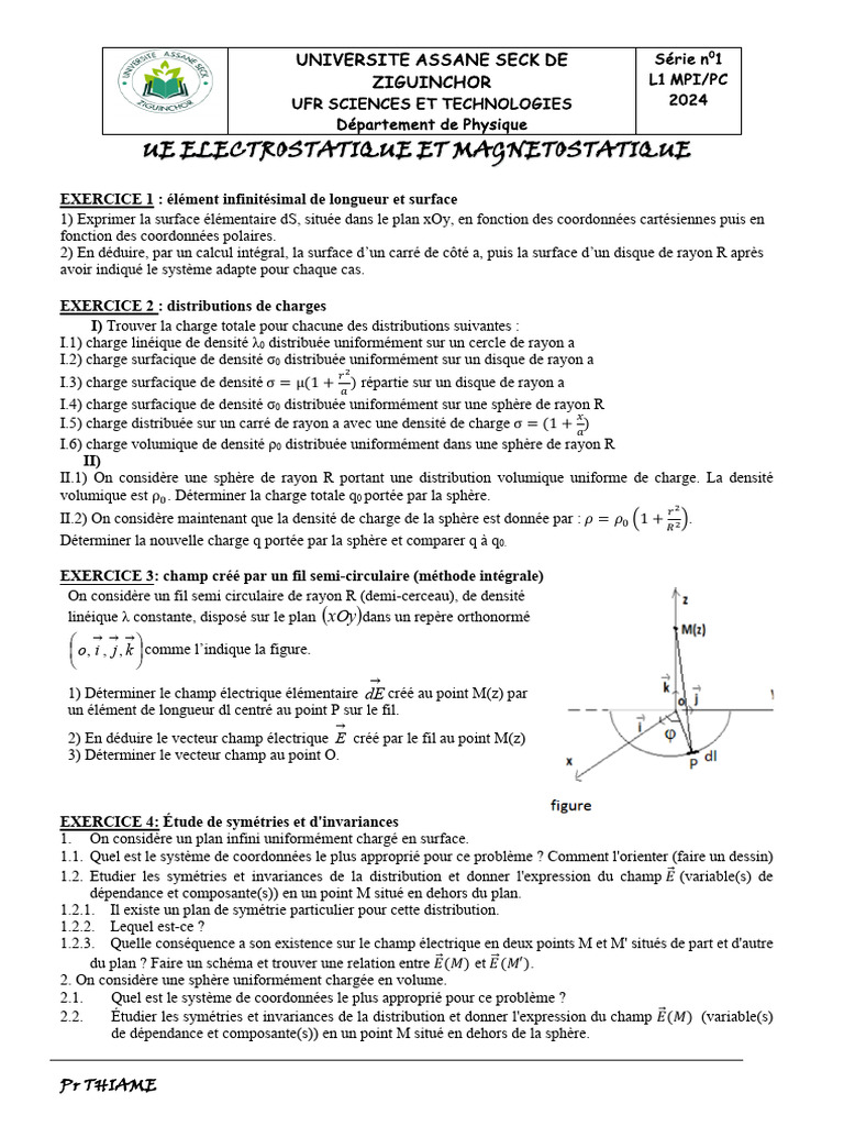 TD1 Elect 2024 | PDF | Électrostatique | Physique