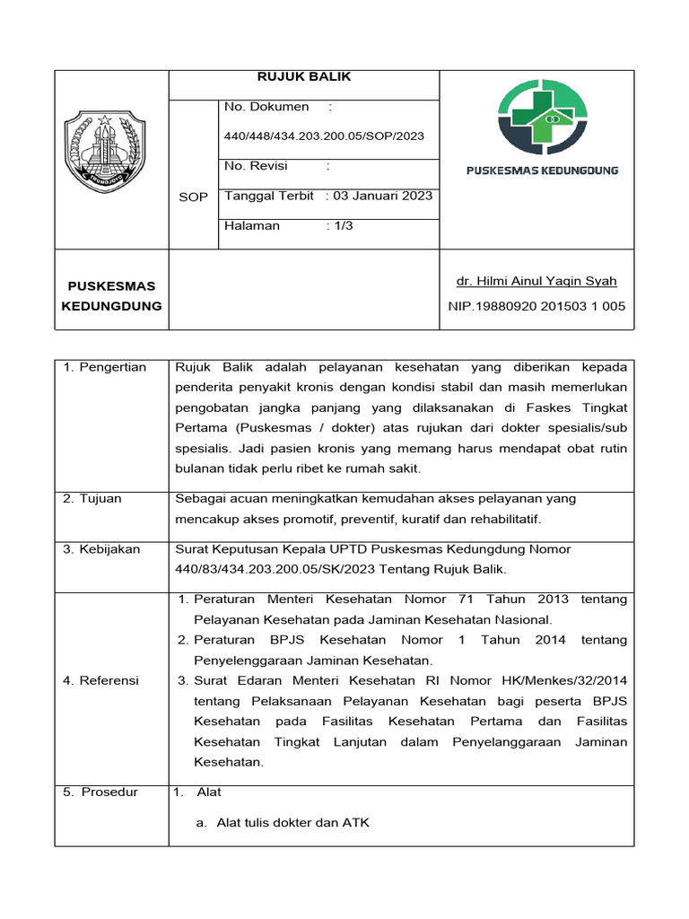 3722 Sop Rujuk Balik | PDF | Pengembangan Diri