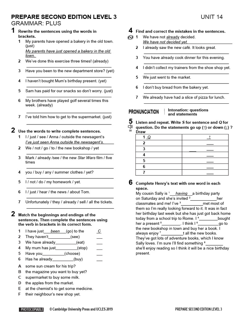PREPARE 3 Grammar Plus Unit 14 | PDF