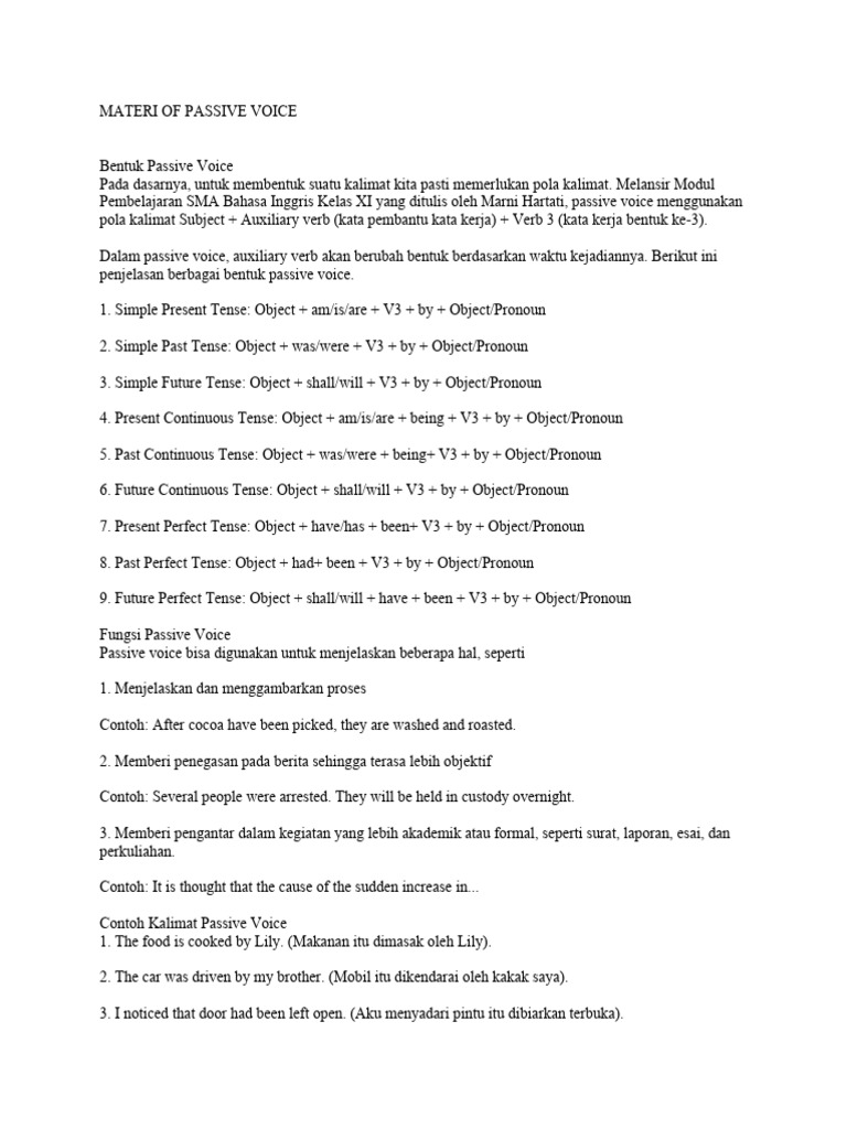 Panduan Lengkap Passive Voice | PDF | Grammatical Tense | Verb