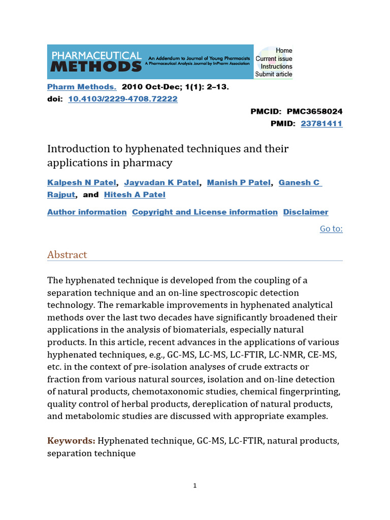 CHM 309-Hyphenated Techniques | PDF | Liquid Chromatography–Mass Spectrometry | Mass Spectrometry