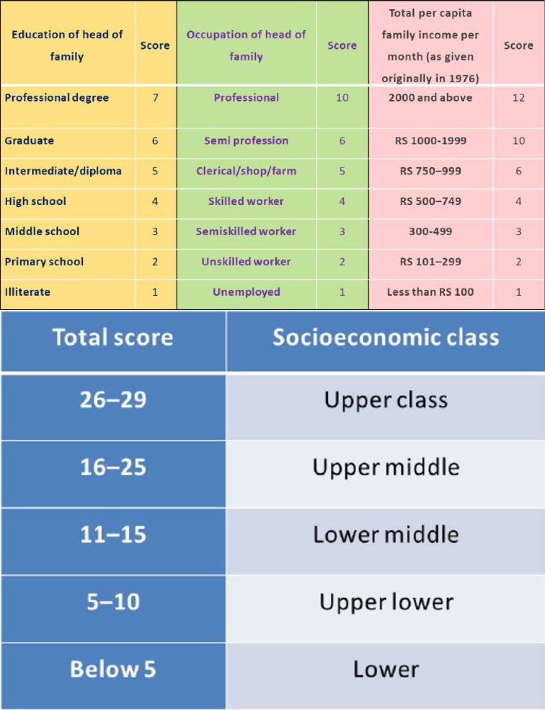 Modified Kuppuswamy Scale | PDF
