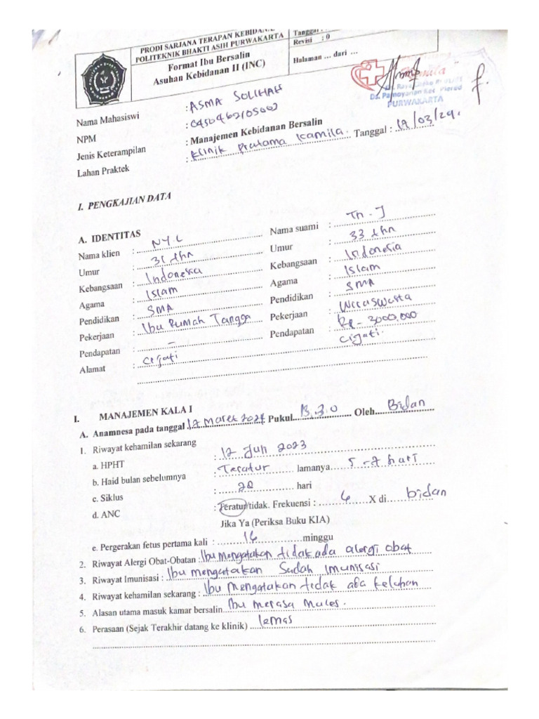 Format Ibu Bersalin | PDF