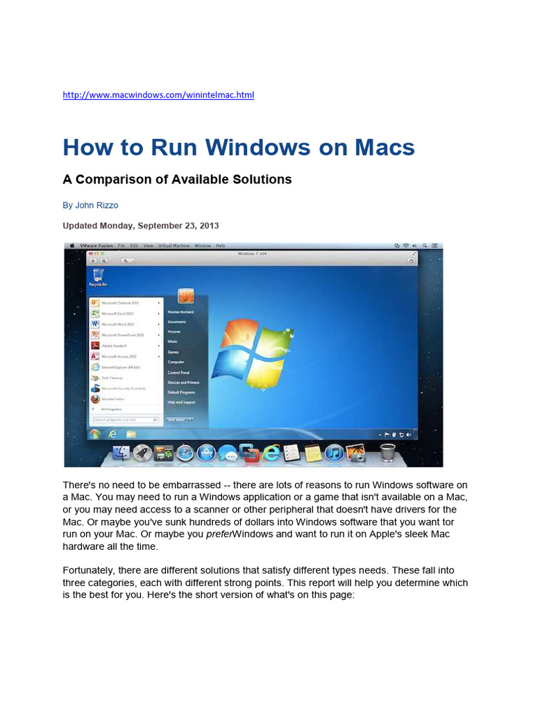 Run Windows On Mac | PDF | Mac Os | Operating System