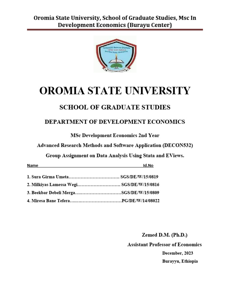 Assignment On Data Analysis Using Stat and EViews. | PDF | Coefficient Of Determination | Errors ...