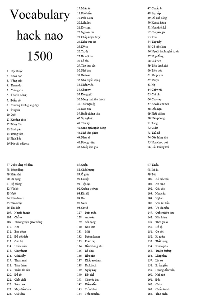 Vocabulary Hack Nao 1500 | PDF