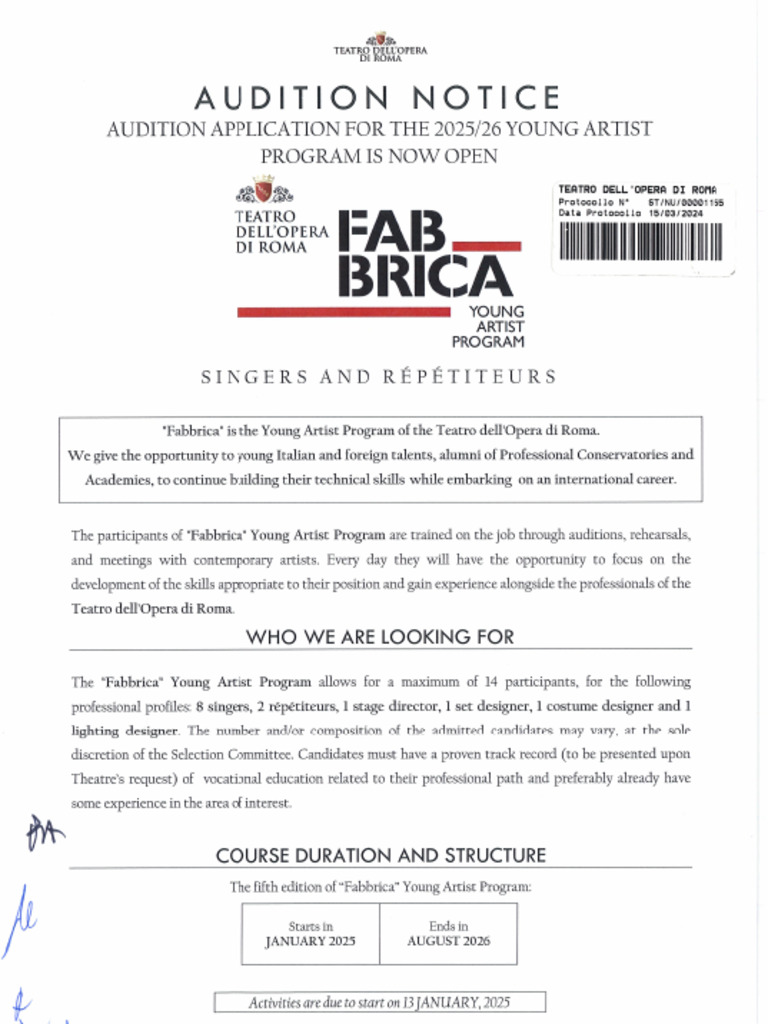 Audition Notice - V Edizione | PDF
