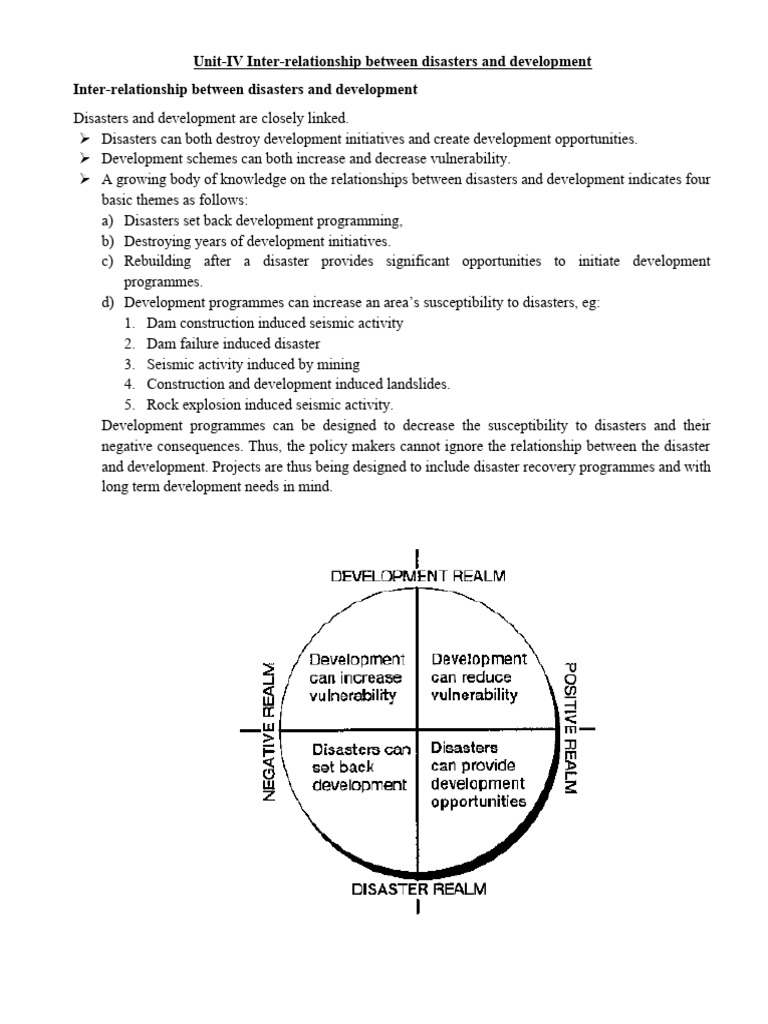 Unit - 4 - Notes - Inter-Relationship Between Disasters & Development ...