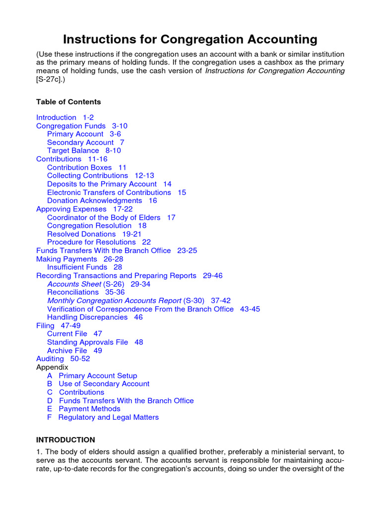Instructions For Congregation Accounting | PDF | Payments | Cheque