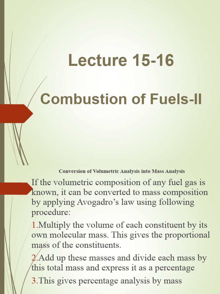 Week 8 - Lecture 15-16 - Combustion of Fuels-II | PDF