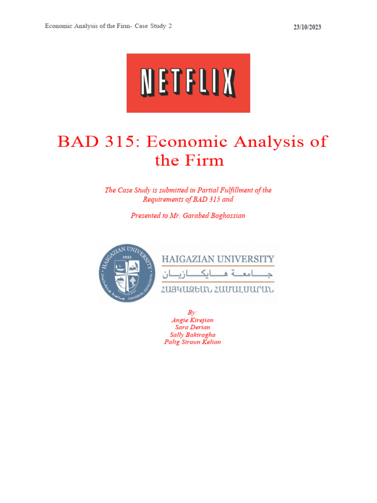 Netflix Case Study Final | PDF | Price Elasticity Of Demand | Demand