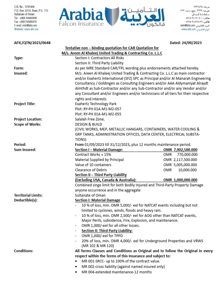 AFIC - Exahertz Technology Park | PDF | Insurance | Jurisdiction