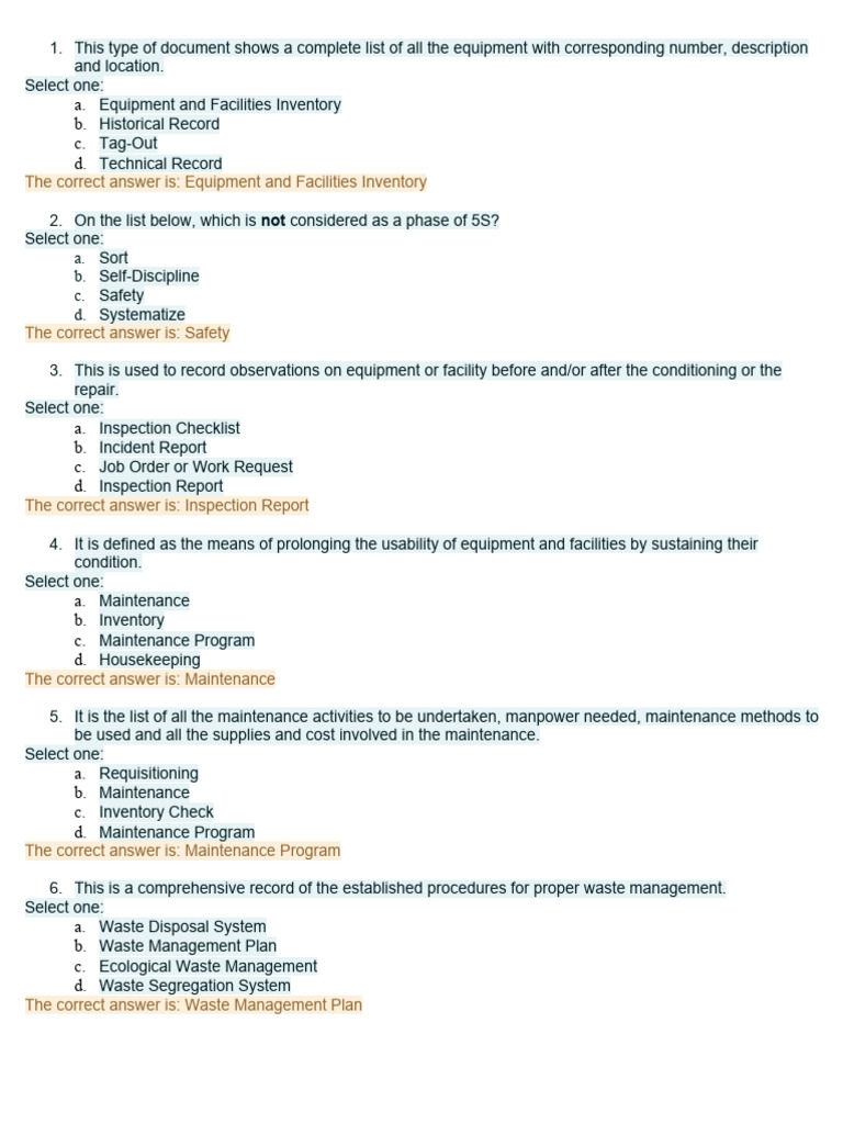 TM Part 1 Answer Key | PDF | Waste | Waste Management