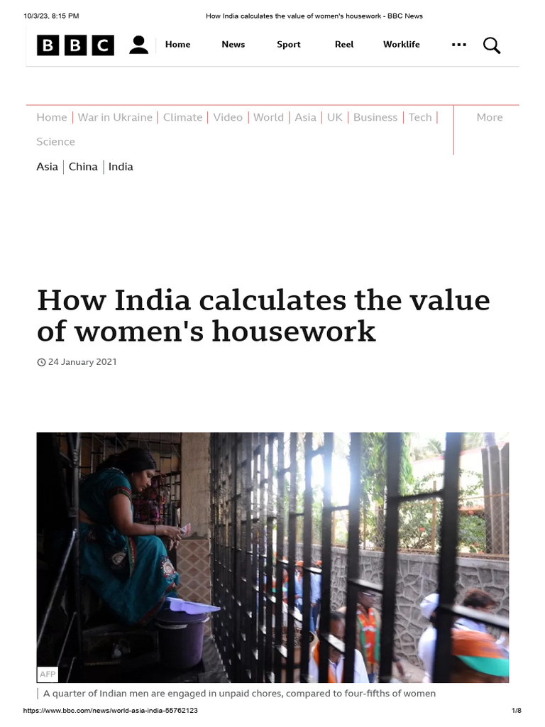 How India Calculates The Value of Women's Housework - BBC News | PDF ...