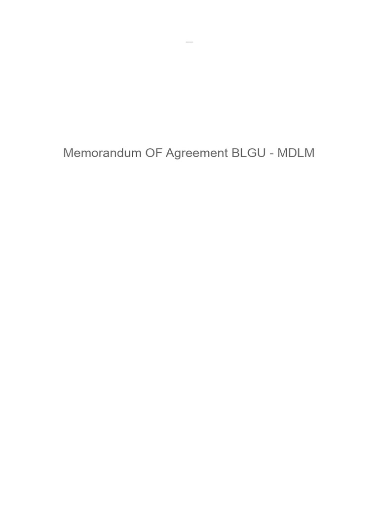 Memorandum of Agreement Blgu MDLM | PDF | Pandemic