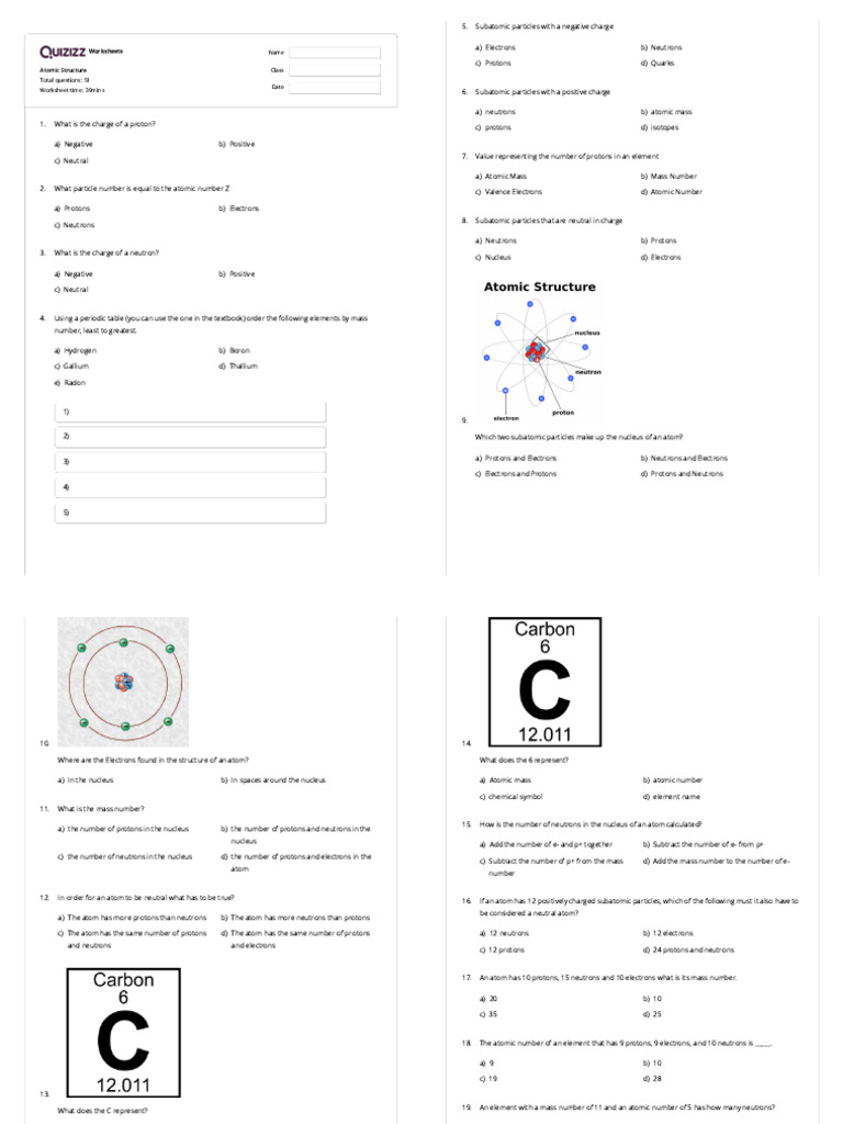 Atomic Structure _ Quizizz | PDF | Atoms | Proton