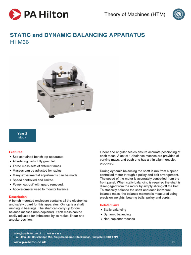 Htm66 Static and Dynamic Balancing Apparatus | PDF | Metrology | Mechanics