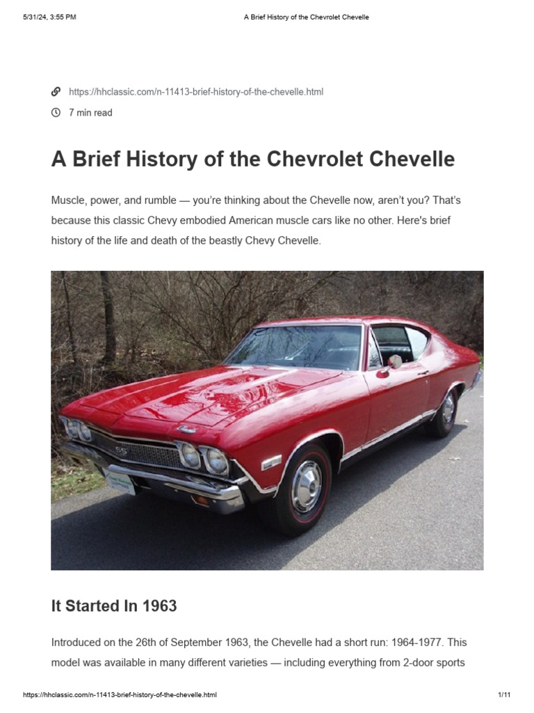 A Brief History of The Chevrolet Chevelle | PDF | Chevrolet | Industries