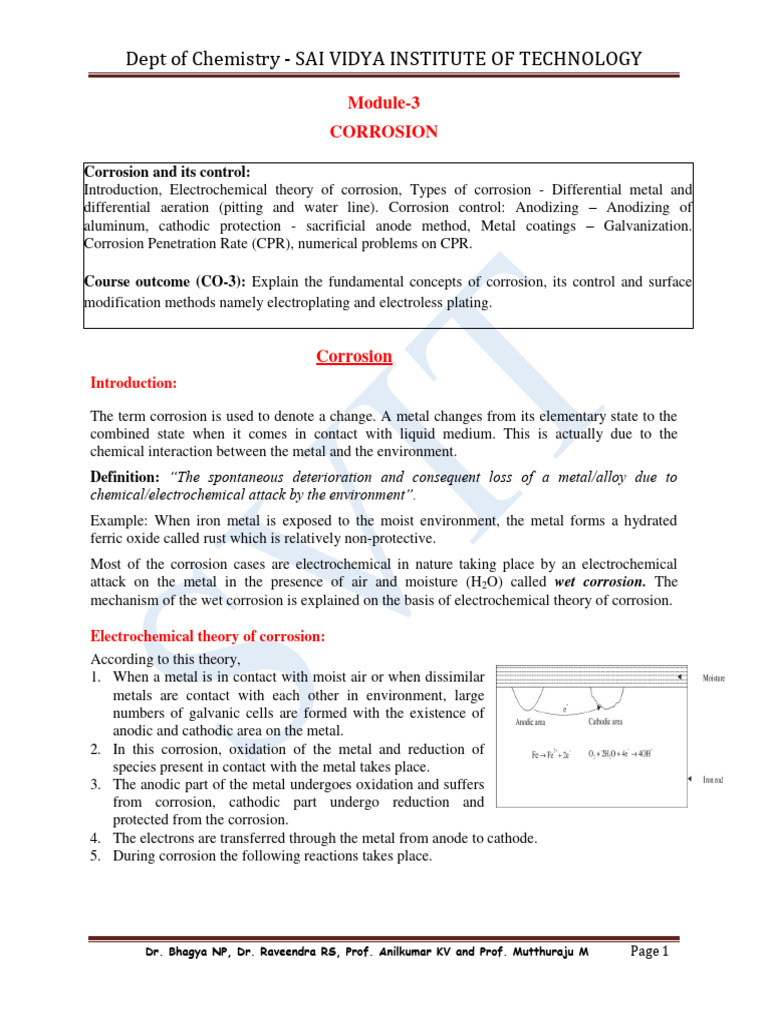 Module-3, Corrosion and E-Waste Study Materials 2022-23 New | PDF ...