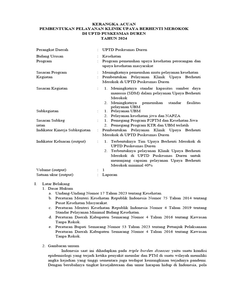 Contoh KAK UBM 1 | PDF