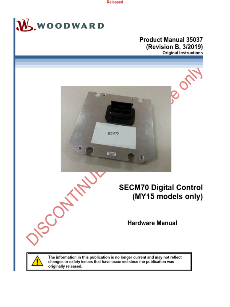 SECM70 Digital Control (MY15 Models Only) : Product Manual 35037 ...