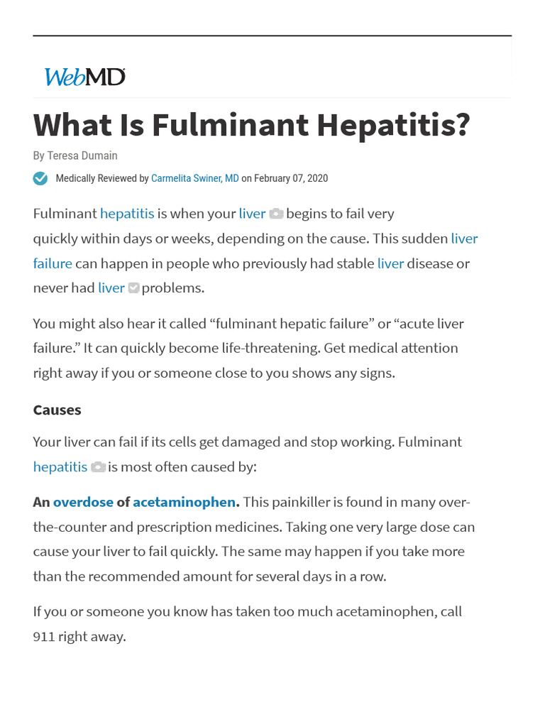 Fulminant Hepatitis - Symptoms, Causes, Diagnosis, and Treatment | PDF ...