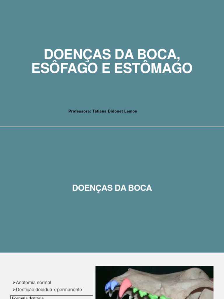 Doenças Da Boca Esôfago e Estômago | PDF | Dente humano | Vômito