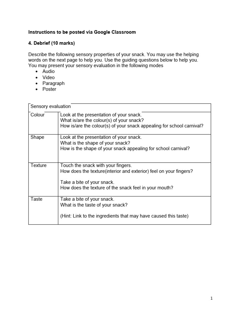 Lim Qiao Ying (Northvistass) - 4 - Debrief | PDF | Taste | Foods