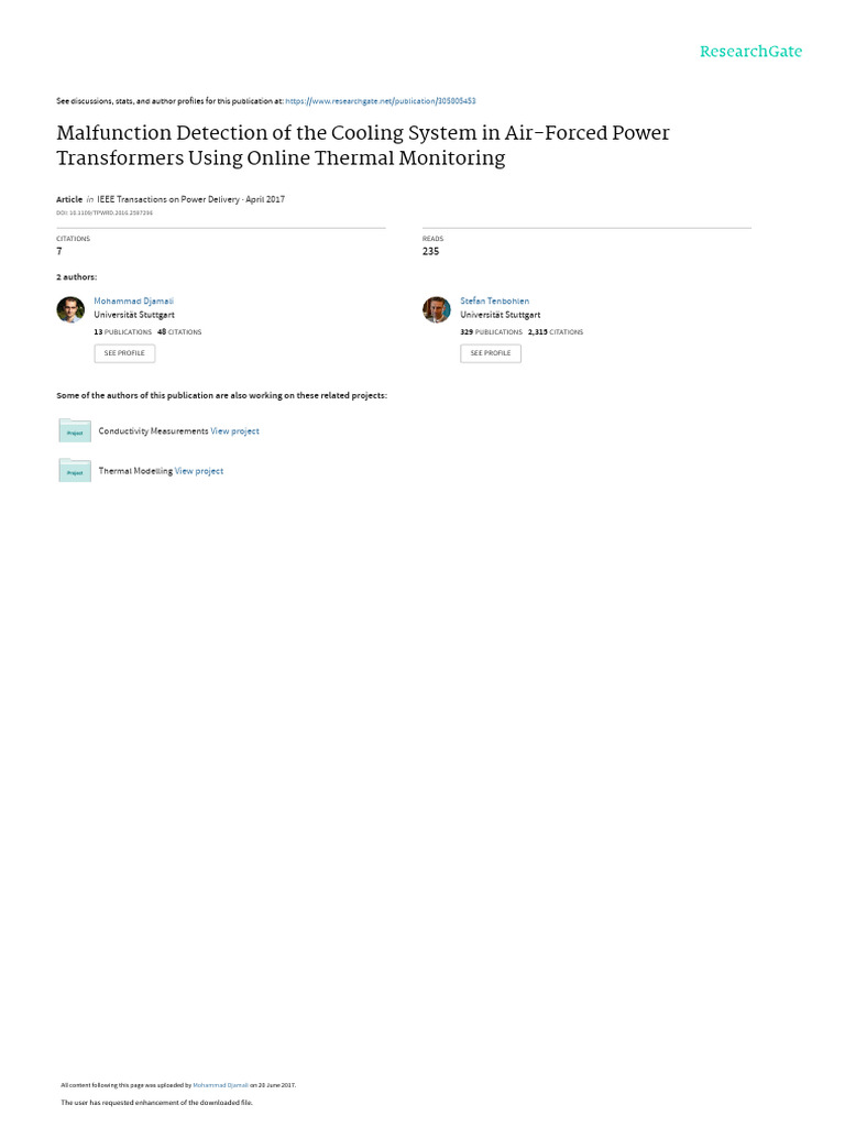 Malfunction Detection Of The Cooling System In Air Forced Power