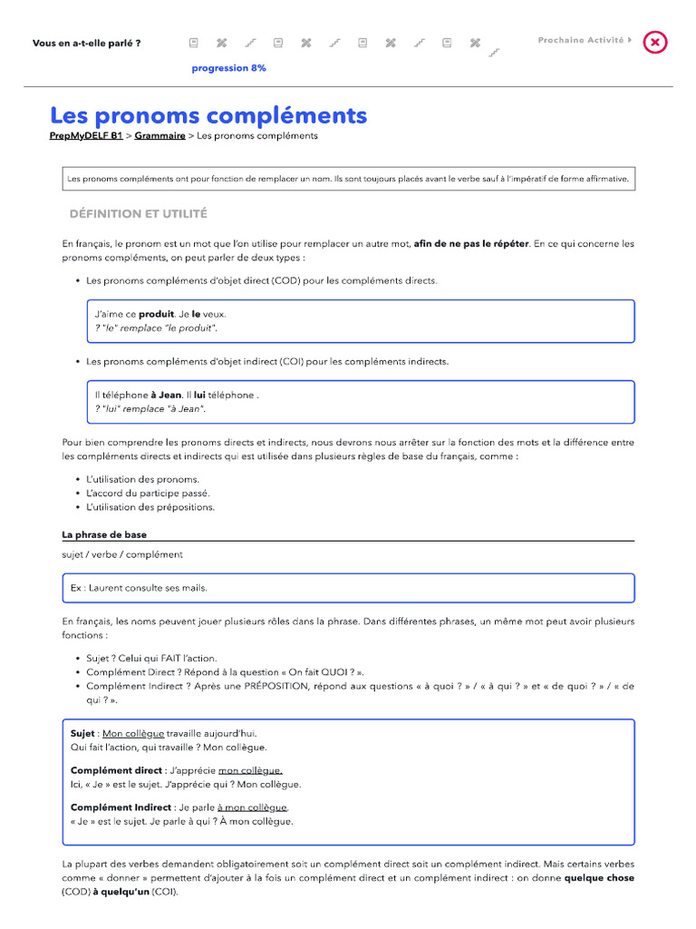 1 Les Pronoms Compléments | PDF