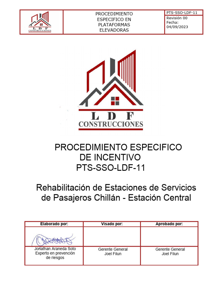 PTS-SSO-LDF-11 Procedimiento Especifico de Incentivo | PDF | Residuos | Seguridad y salud ...