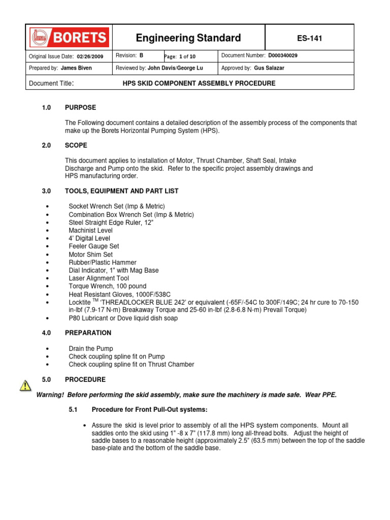 Skid Component Assembly Procedure | PDF | Screw | Electrical Connector
