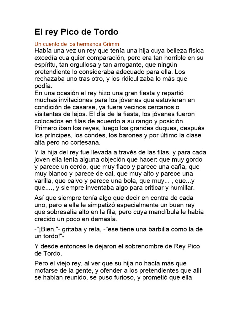 El Rey Pico de Tordo | PDF