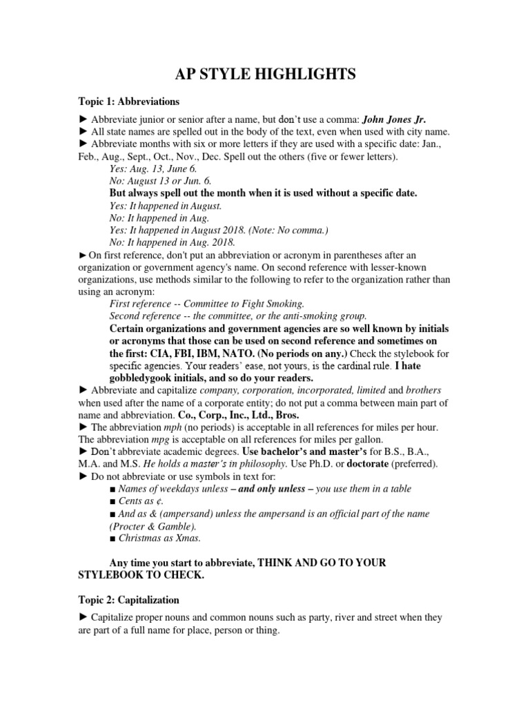Top AP Style Rules Spring 2023 | PDF | Comma | Language Mechanics