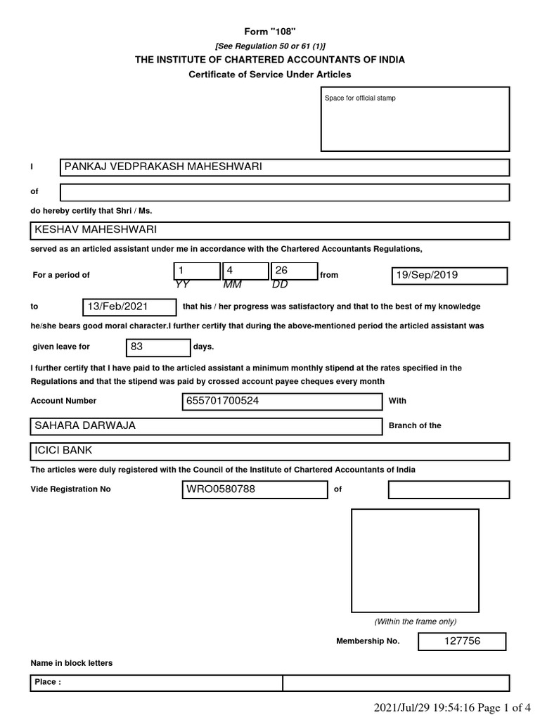 Form 108 | PDF | Cheque | Business