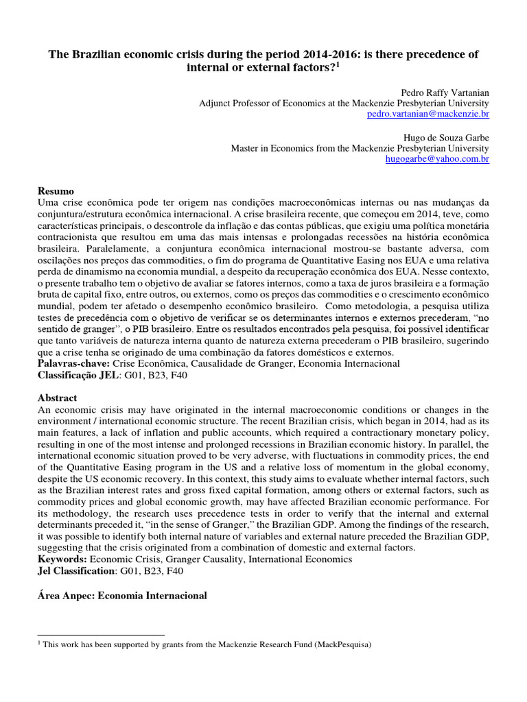 Causes of Brazil's 2014-2016 Crisis | PDF | Monetary Policy | Inflation