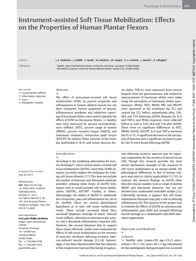 Instrument-Assisted Soft Tissue Mobilization Effects On The Properties ...